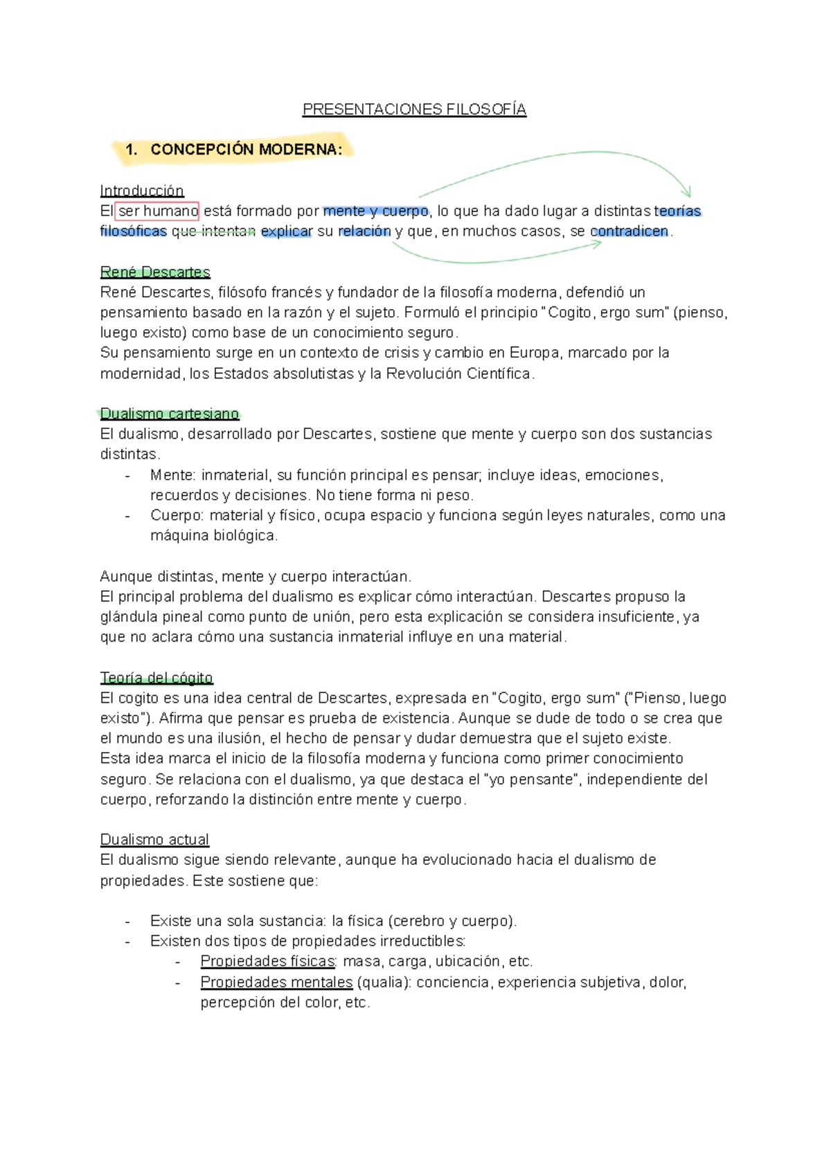 Presentaciones Filosofía Moderna: Dualismo y Monismo en el Ser Humano ...