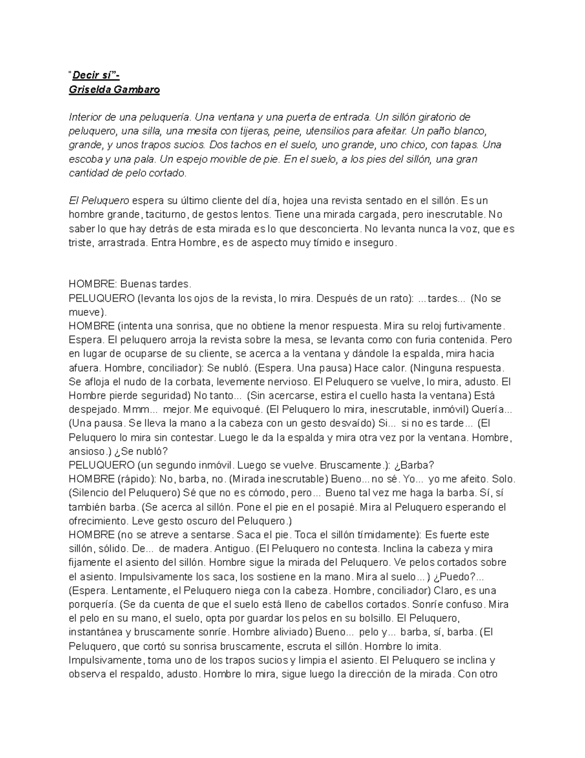 "Decir sí" - Análisis de la obra de Griselda Gambaro - Teatro Argentino ...