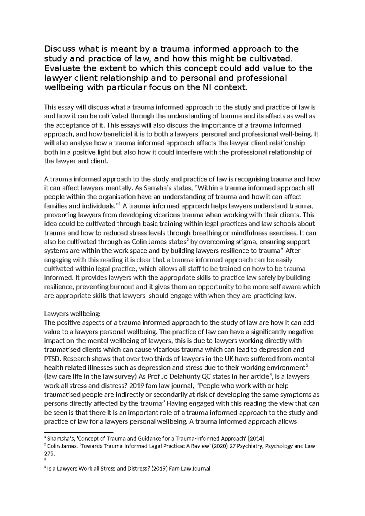 Essay law copy copy - Discuss what is meant by a trauma informed ...