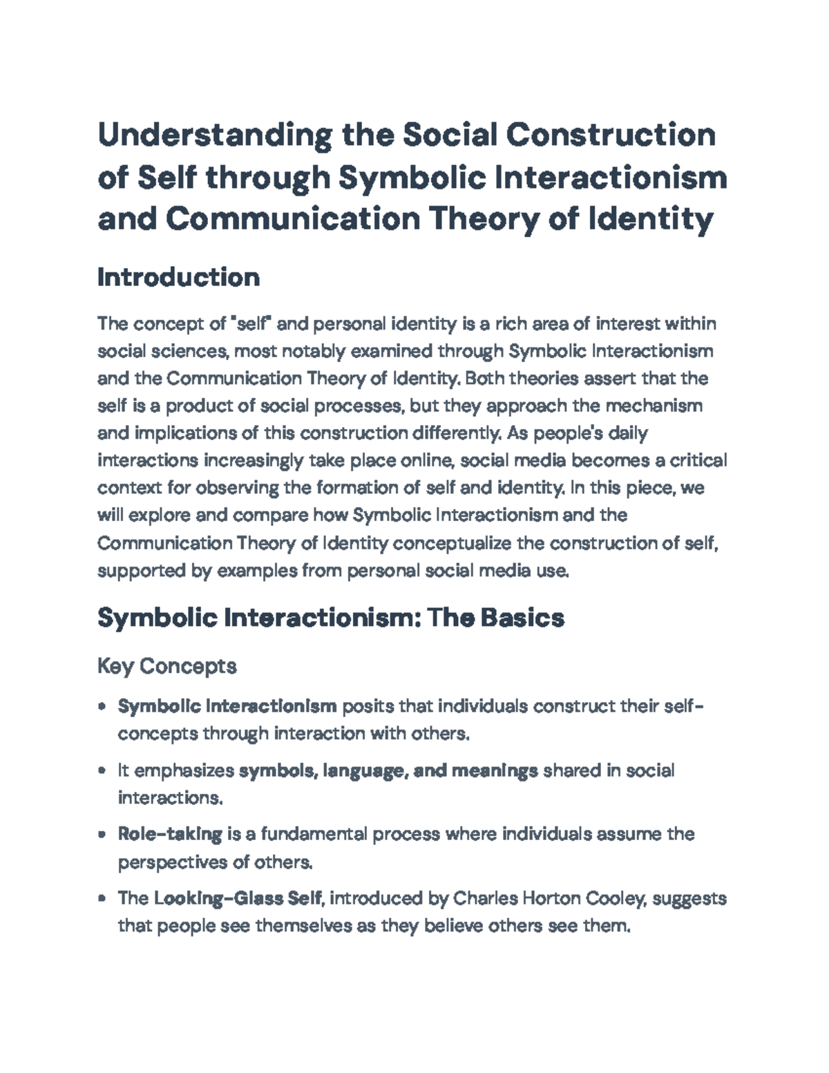 Understanding Self Construction: Symbolic Interaction & Identity ...