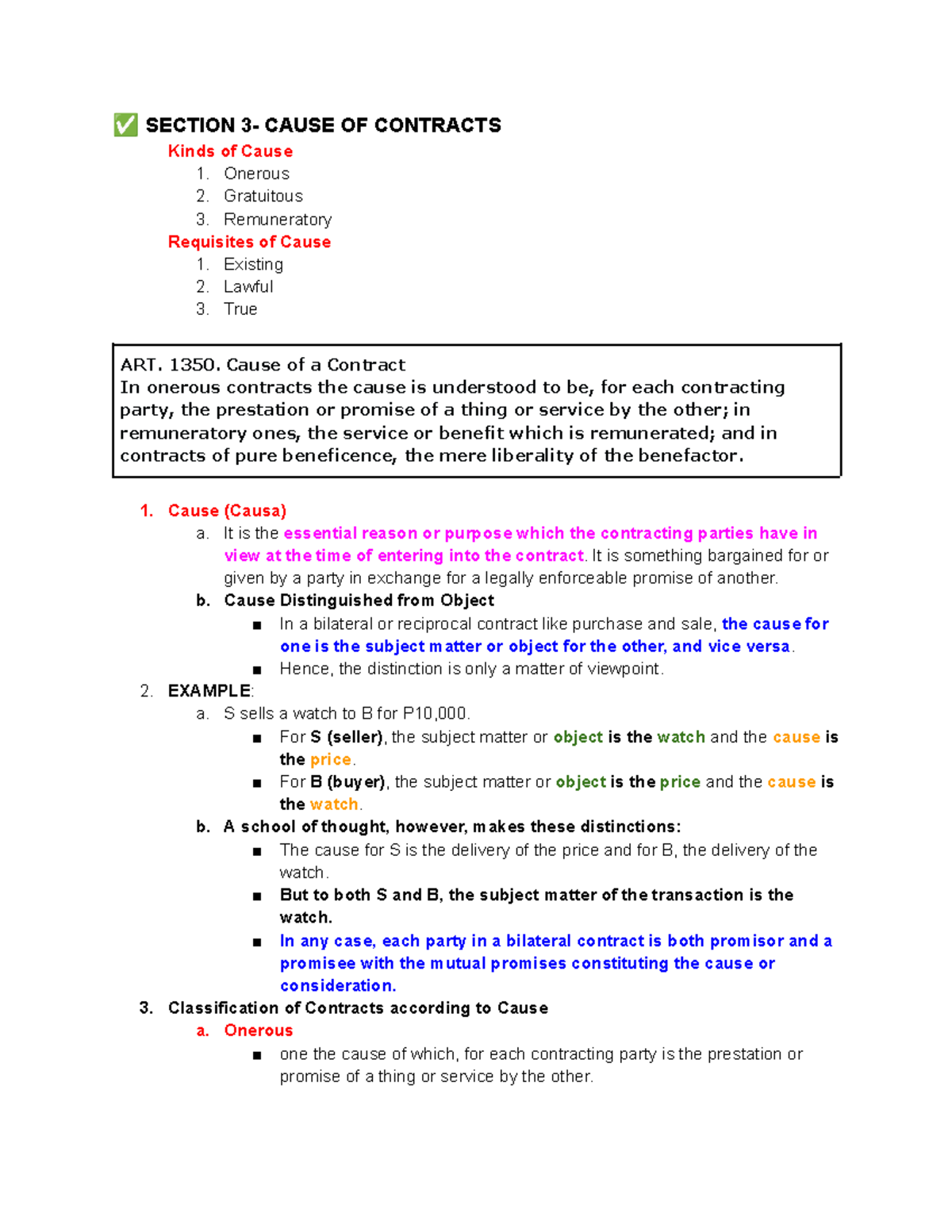 Contracts CH 3 Sec 3: Understanding Cause and Its Elements - Studocu