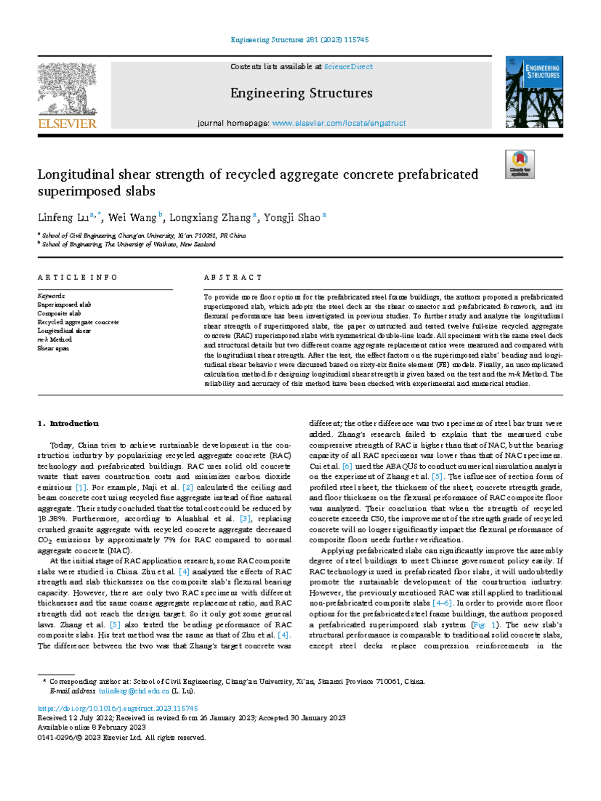 Longitudinal Shear Strength of Recycled Aggregate Concrete (ENG 281 ...