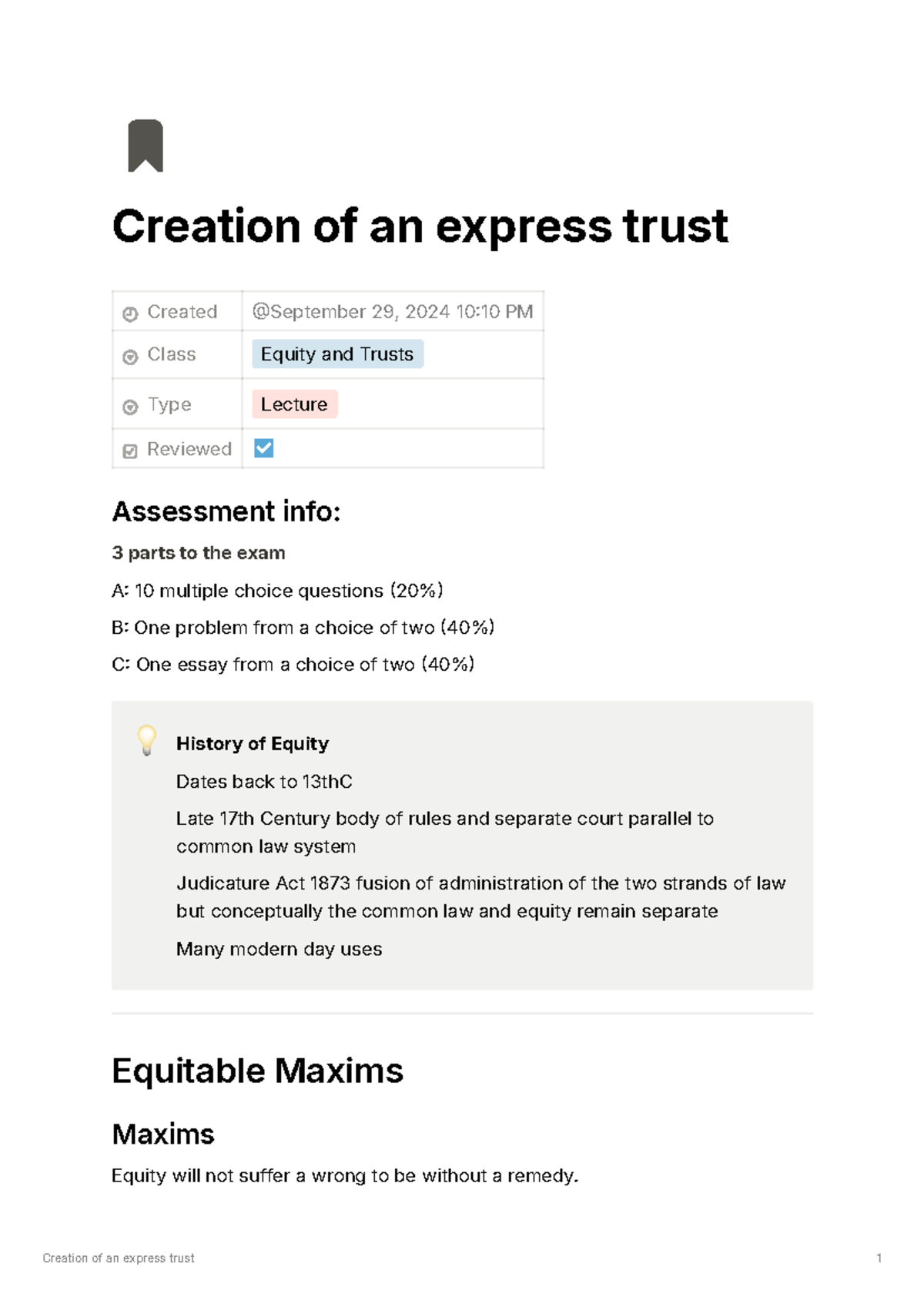 Creation of an express trust - Creation of an express trust Created ...