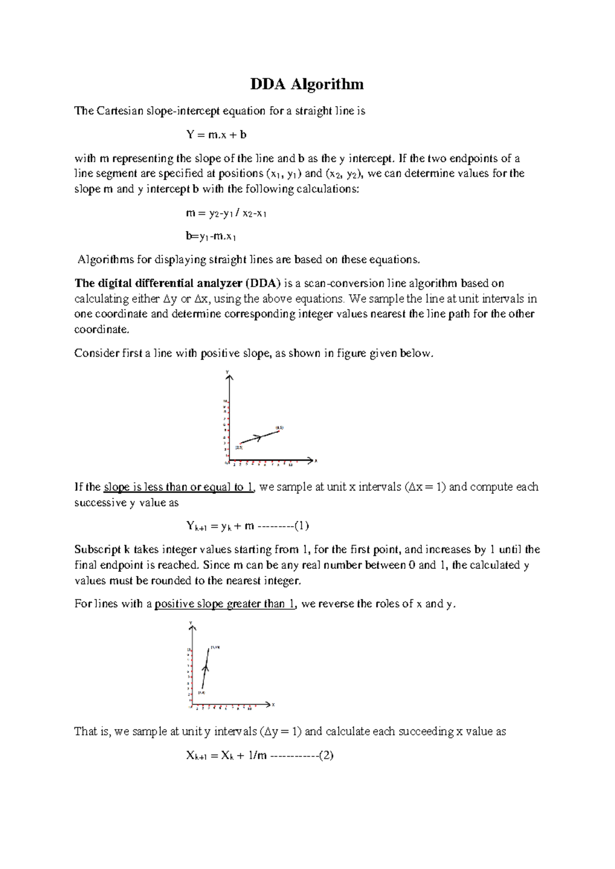 Graphics-Module 2-BCA - DDA Algorithm The Cartesian slope-intercept ...