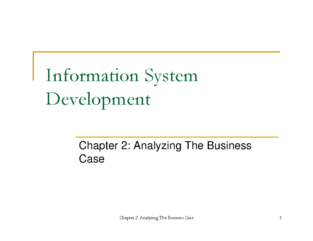 ENT300 Chapter2 - Chapter 2: Analyzing The Business Case Information ...