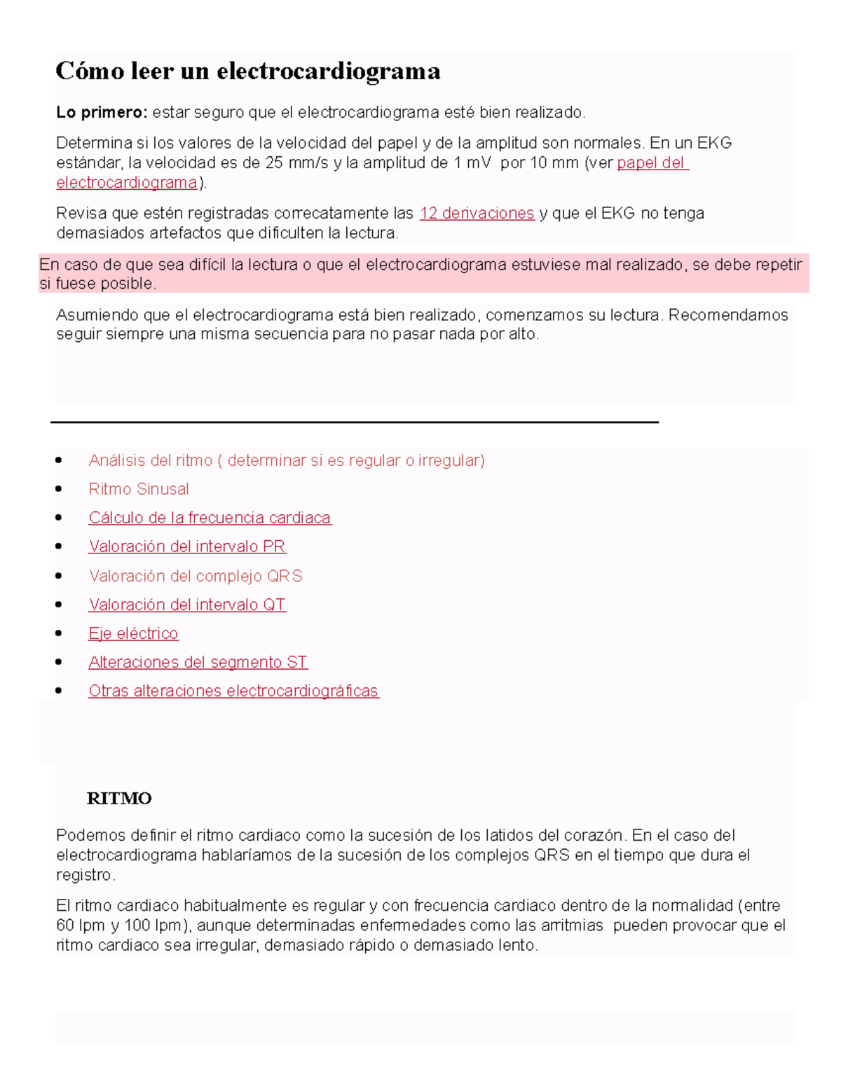 Cómo interpretar un electrocardiograma: Guía completa de lectura - Studocu