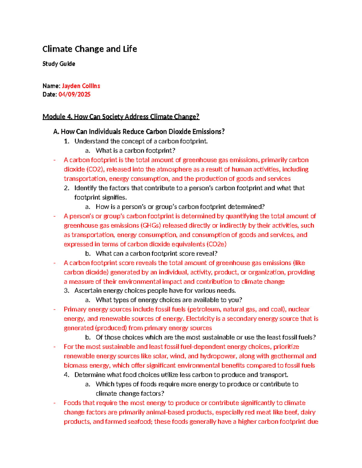 Climate Change and Life Study Guide - Module 4: Addressing Emissions ...