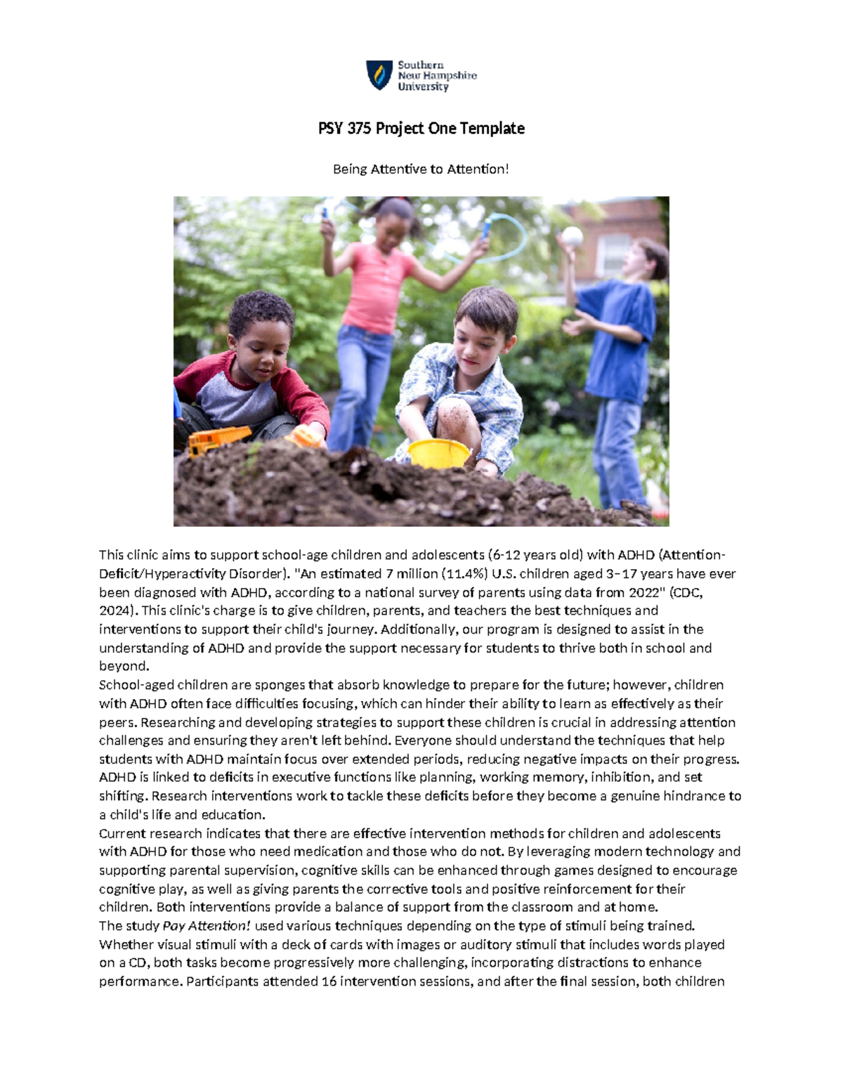 PSY 375 Project One - PSY 375 Project One Template Being Attentive to ...