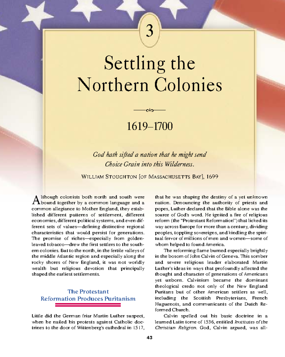American Pageant Chapter 3: Settling the Northern Colonies - Studocu