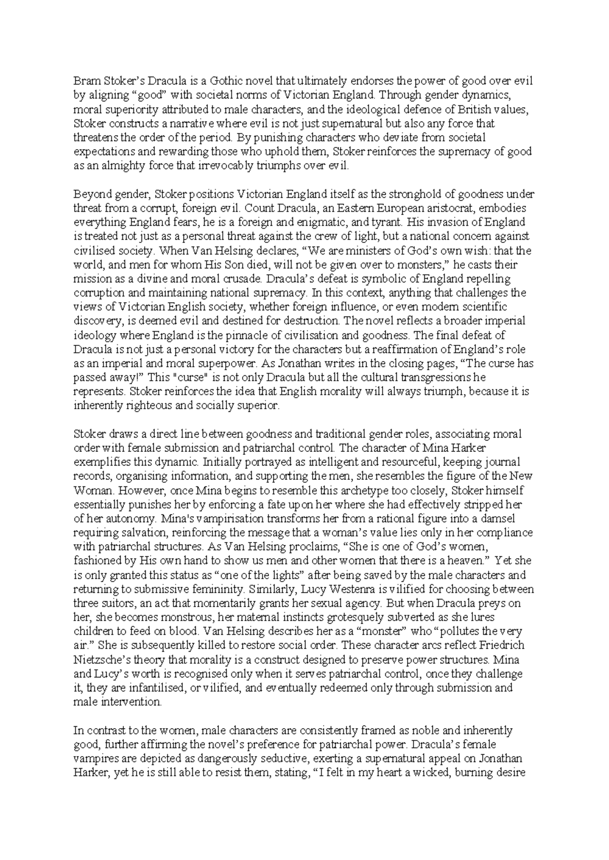 ENG 201: Good vs Evil in Bram Stoker's Dracula - A Critical Analysis ...