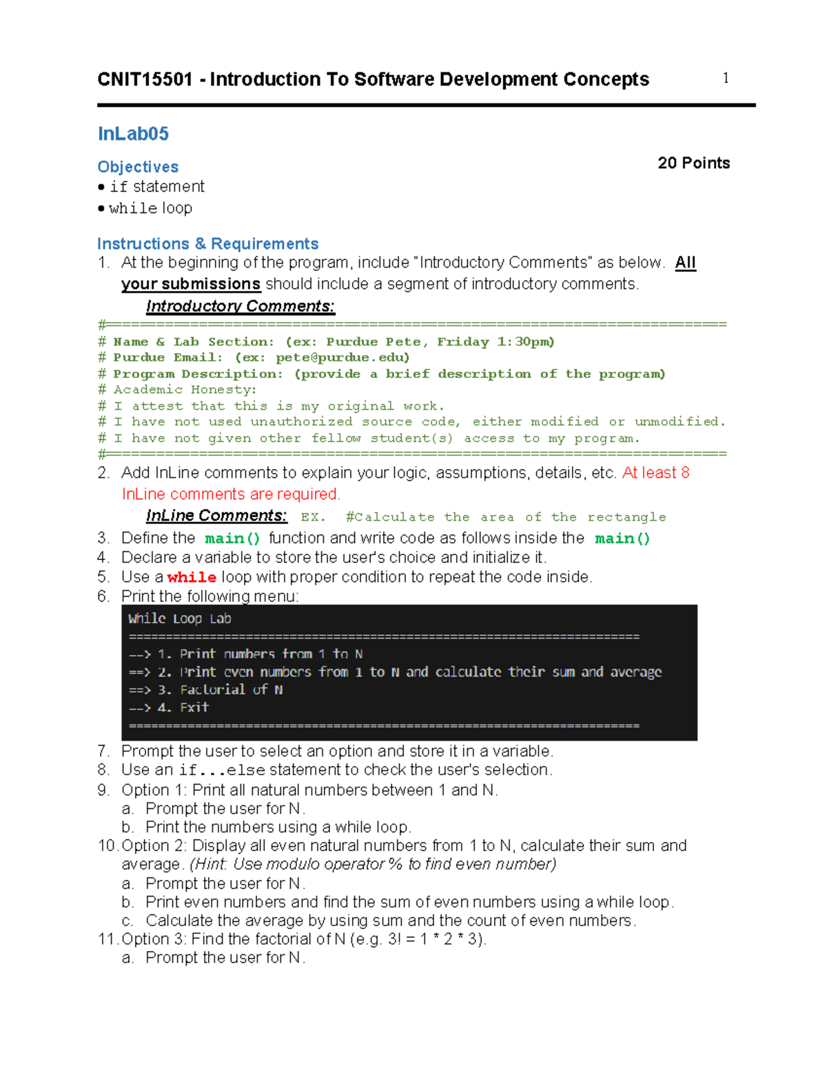 CNIT15501 Lab 05: Software Development Concepts - If Statements & Loops - Studocu