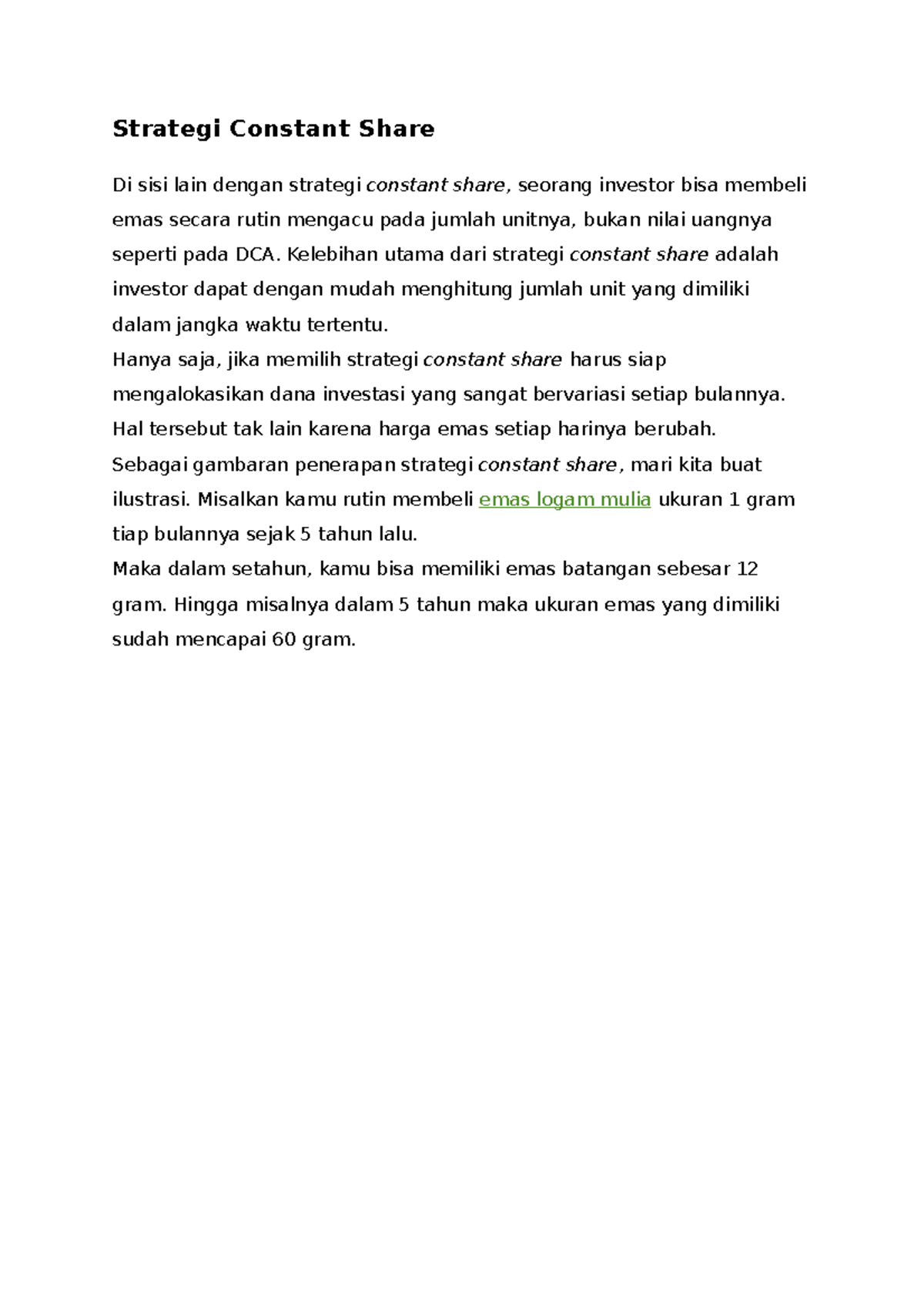 Strategi Constant Share - Kelebihan utama dari strategi constant share ...