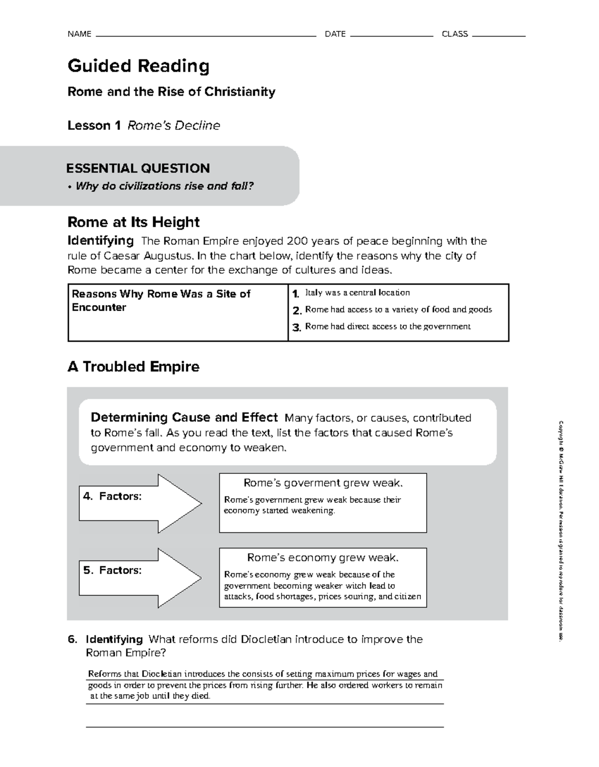 Guided Reading: Rome and the Rise of Christianity - Key Insights and ...