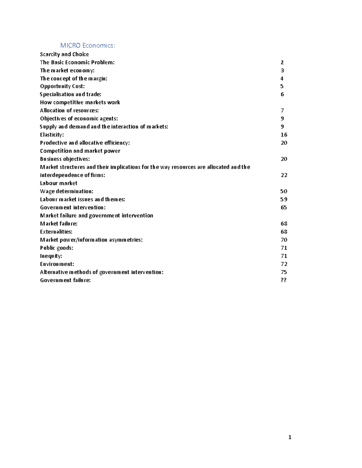 Microeconomics Full Study Notes: Scarcity, Choice & Market Dynamics ...