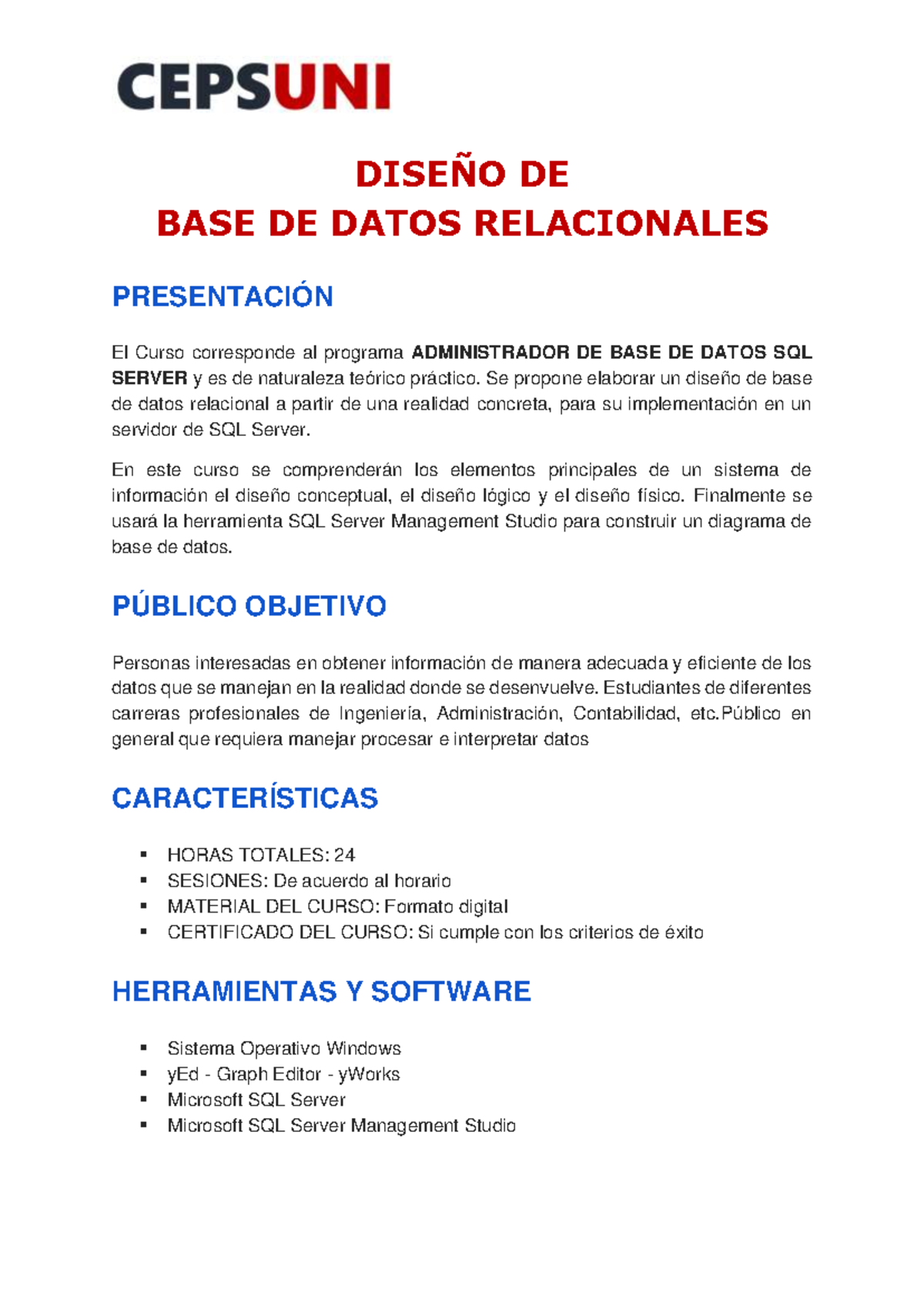01 Silabo DBDR UNI - espero que te sirva - DISEÑO DE BASE DE DATOS ...