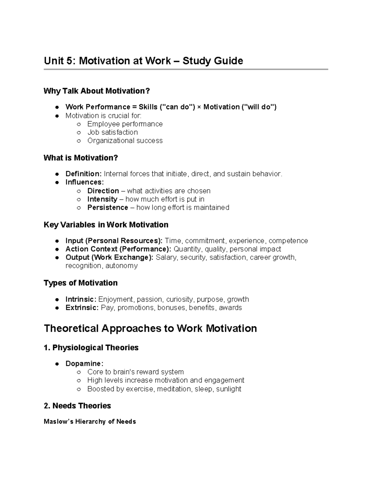 Unit 5 & 6: Motivation and Emotions at Work - I/O Psychology Study ...