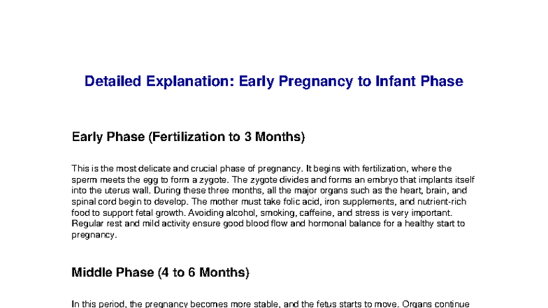 Pregnancy Phases to Infant Stage: A Comprehensive Guide - Studocu