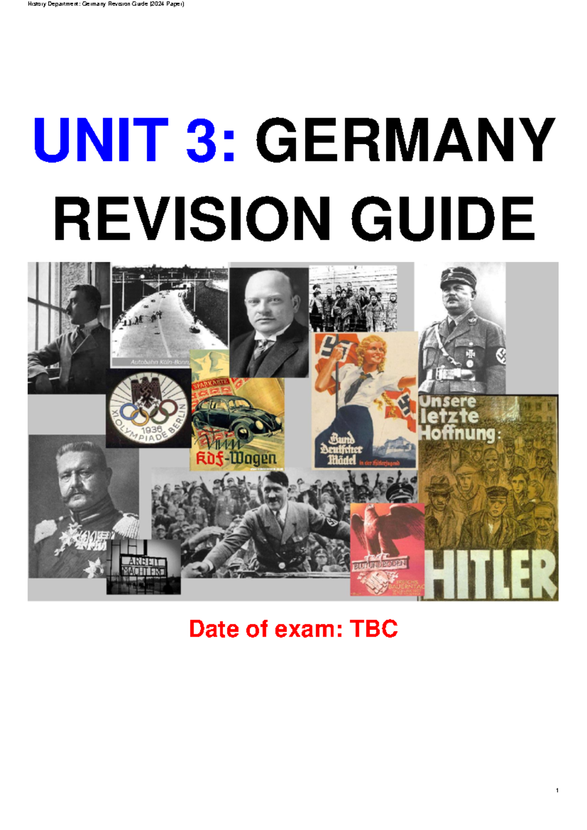 Germany Revision Guide (HIST 2024): Weimar Republic & Nazi Rise - Studocu