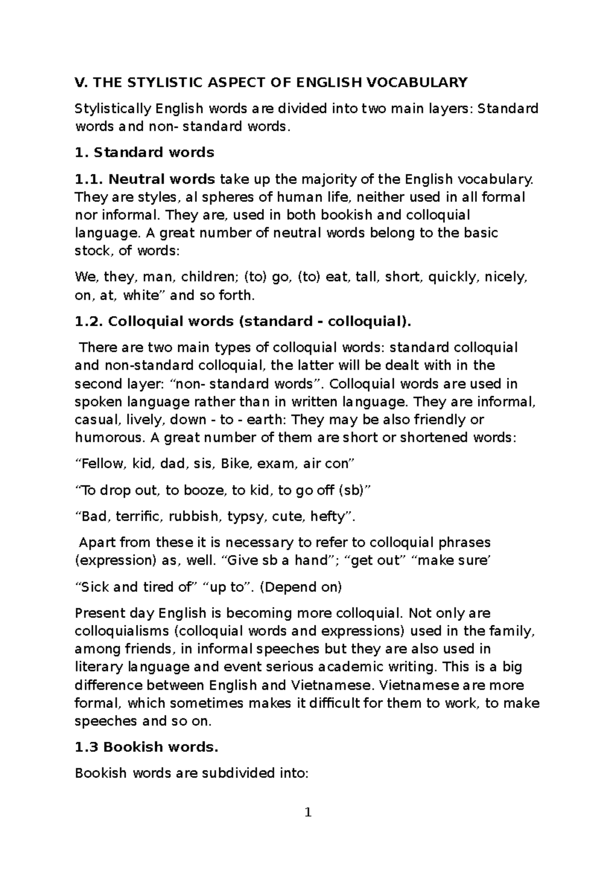 Stylistic Aspects of English Vocabulary: A Comprehensive Overview - Studocu