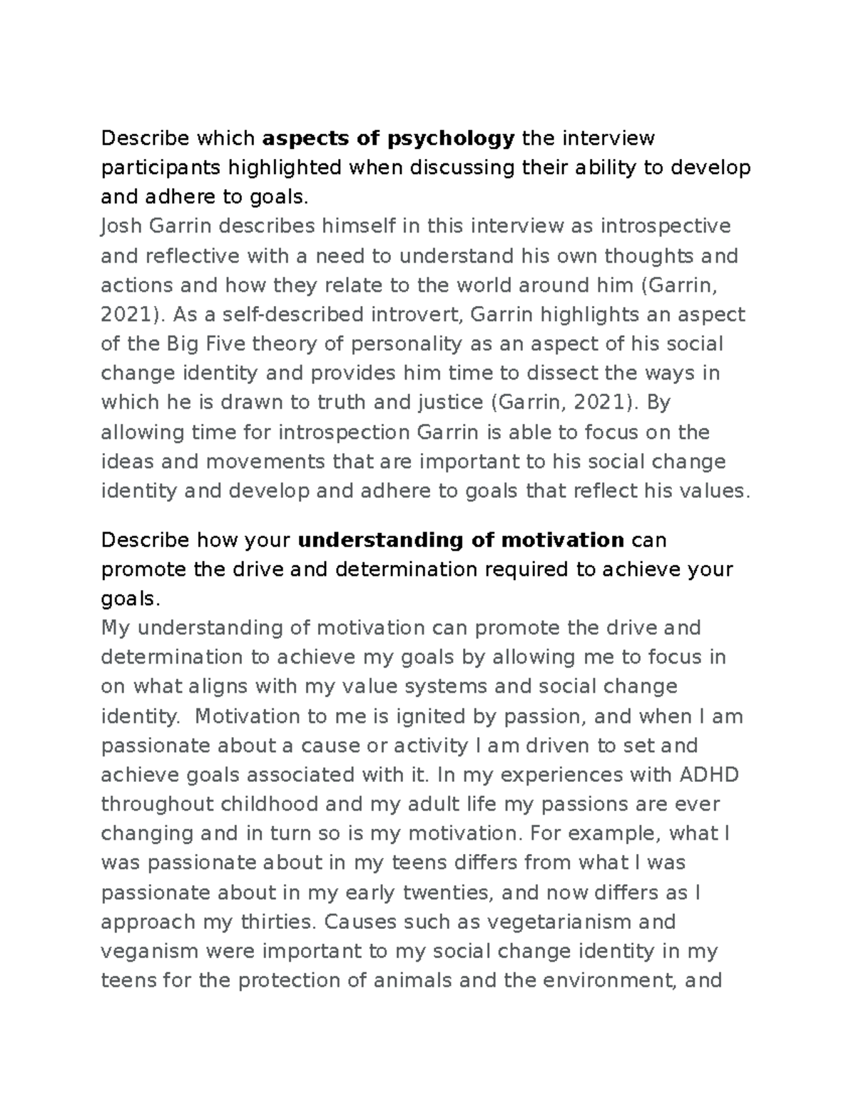 Psychology of Goal Setting: Insights from Module 5 Video Analysis - Studocu