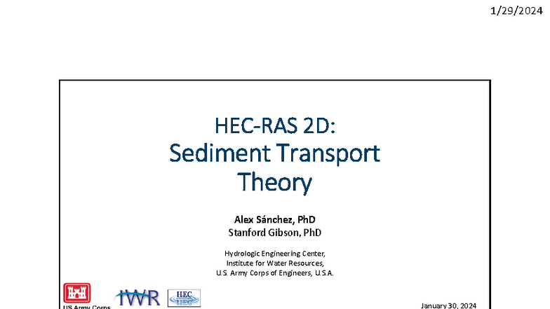 2D Sediment Transport Theory - Lecture Notes (Course Code: 1.6 L) - Studocu