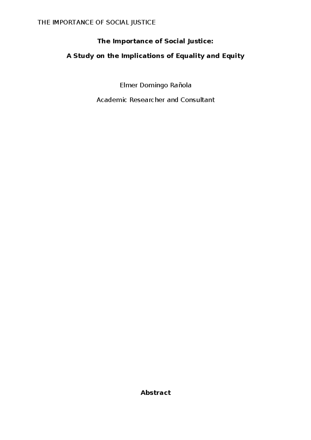 The Importance of Social Justice A Study - Expounding on the legal ...