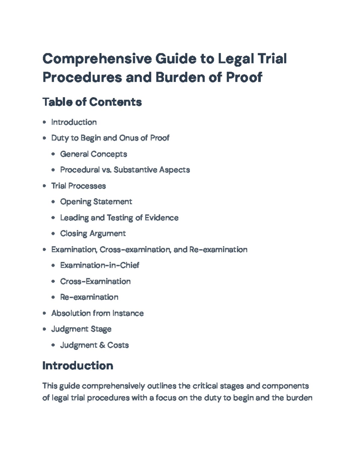 Comprehensive Overview of Legal Trial Procedures (LAW 101) - Studocu