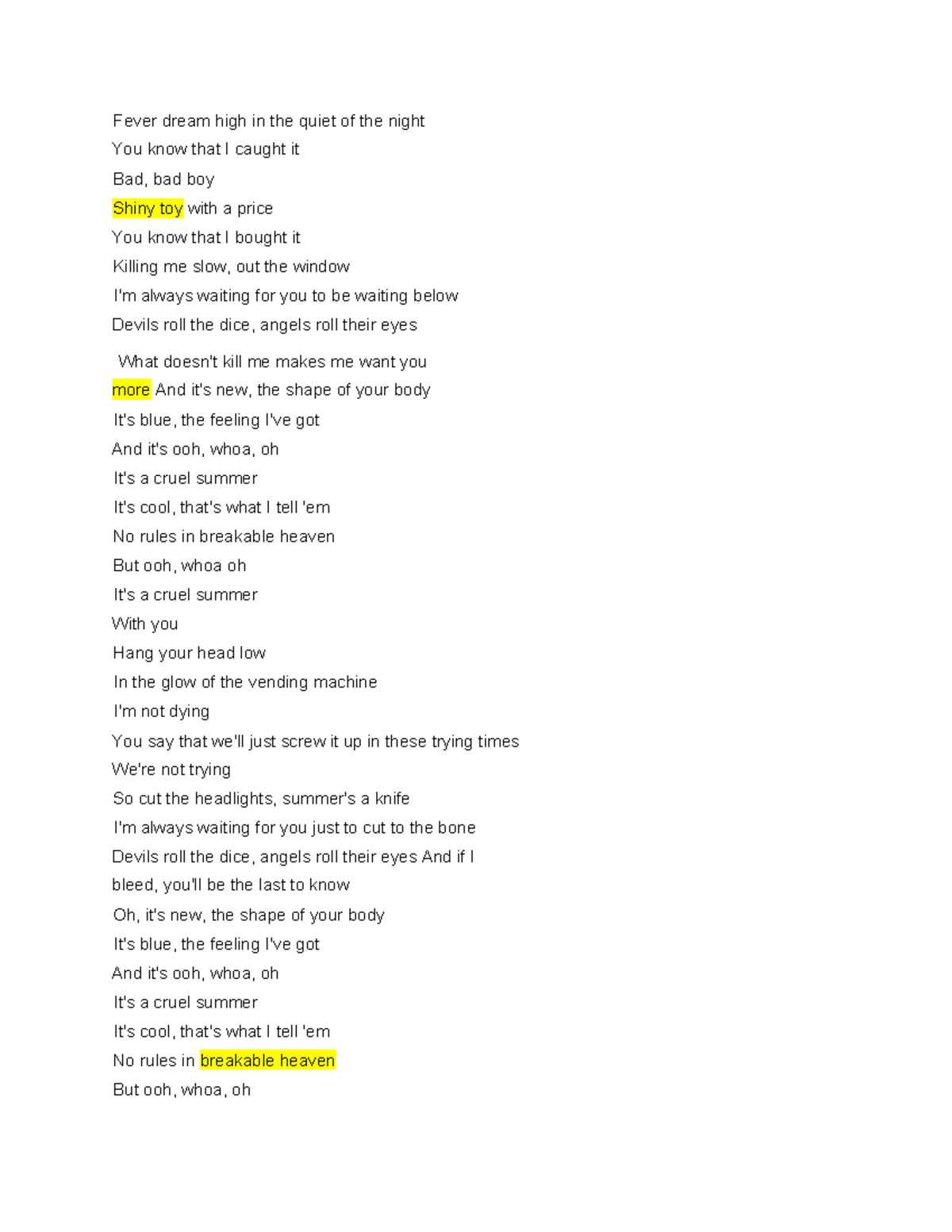 Adverb Analysis: Song Lyrics Breakdown - Studocu