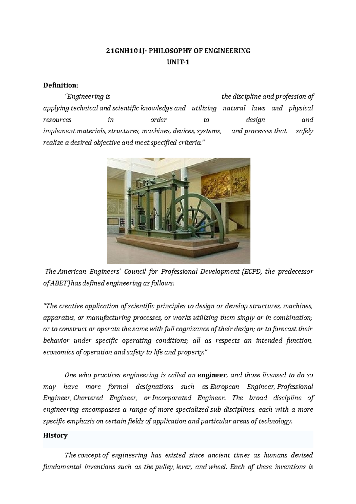 21GNH101J - Philosophy of Engineering Unit I Notes - Studocu