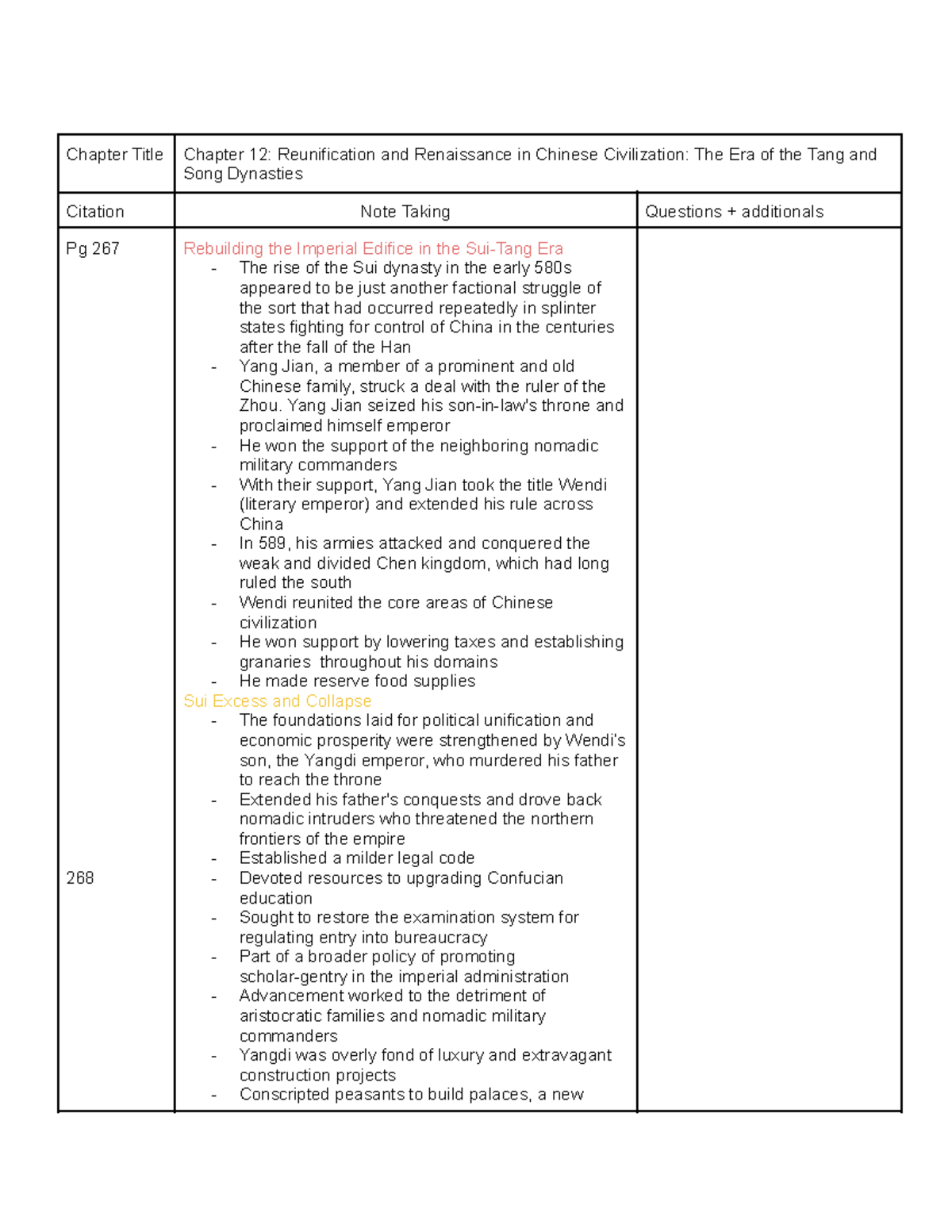 Final Exam Review: The Tang and Song Dynasties (HIST 101) - Studocu