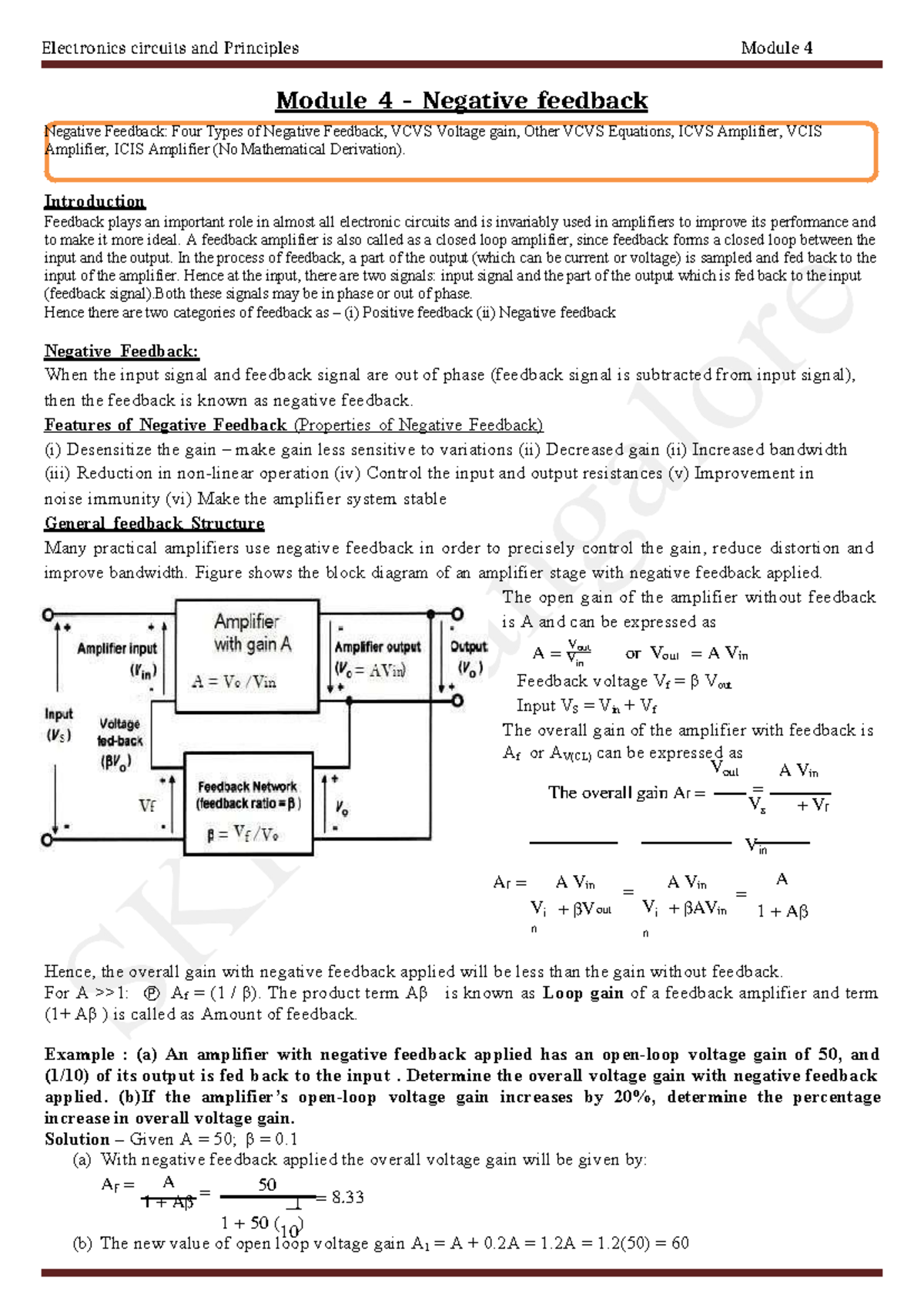 Electronic Circuits Module 4(a) - Understanding Negative Feedback ...