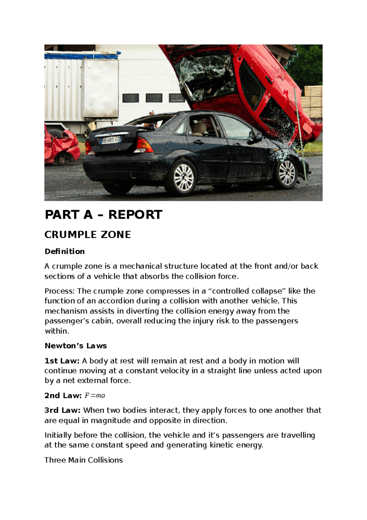 Physics T2 Depth Study: Understanding Crumple Zones and Collision ...