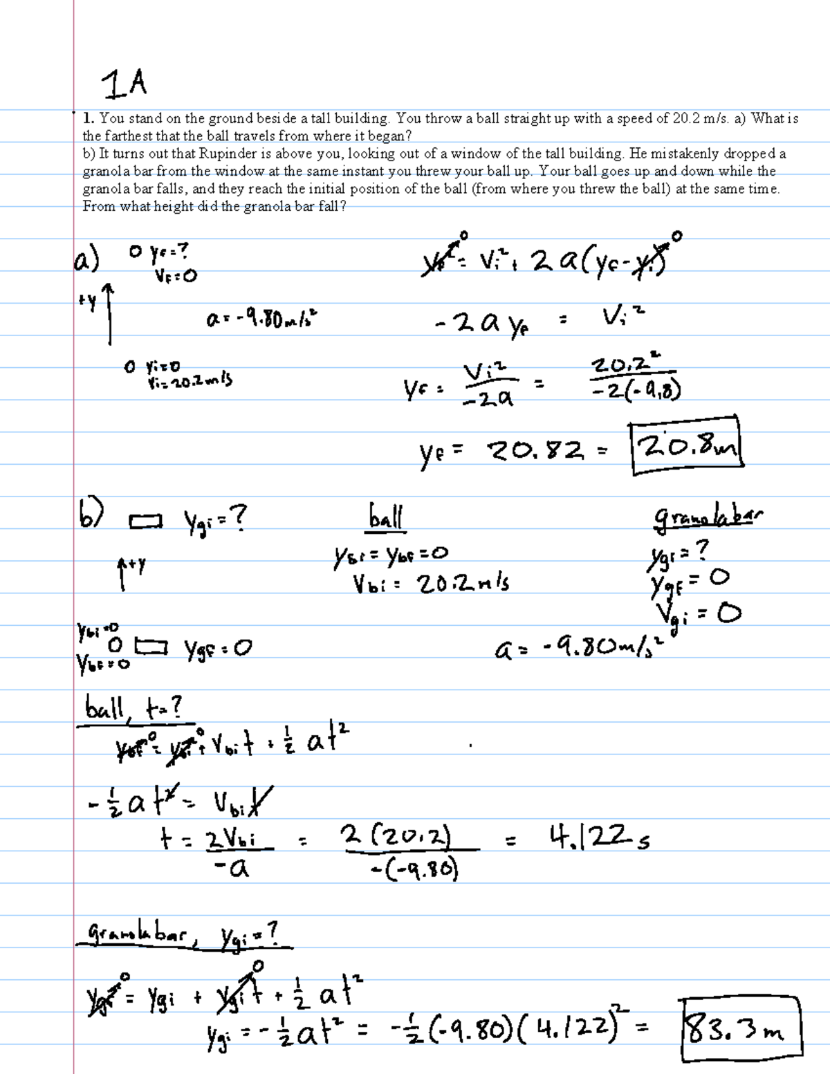 M1A Solutions - Projectile Motion & Angular Acceleration Problems - Studocu