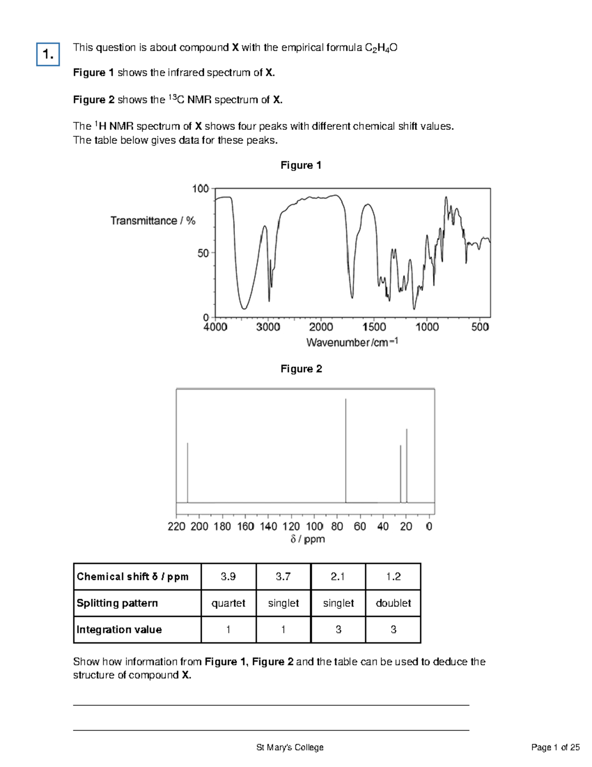 NMR Practice Questions for Organic Chemistry (CHM 201) - Studocu