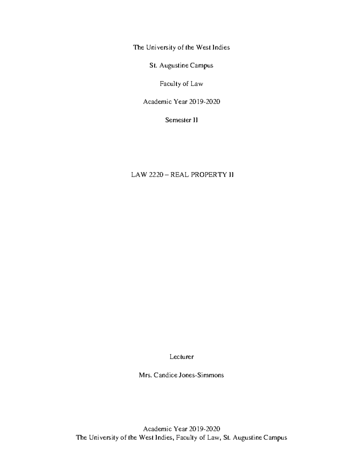 LAW 2220 - Real Property II Worksheet 1: Understanding Easements (2019 ...