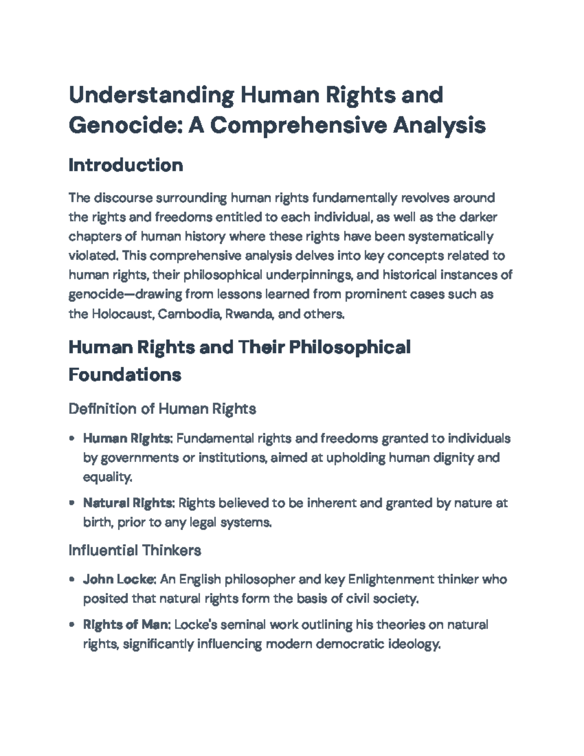 Human Rights and Genocide: An Analytical Overview and Historical ...