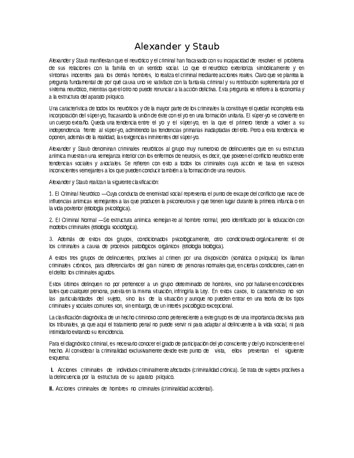 Análisis Psicológico del Neurótico y el Criminal - Alexander y Staub ...