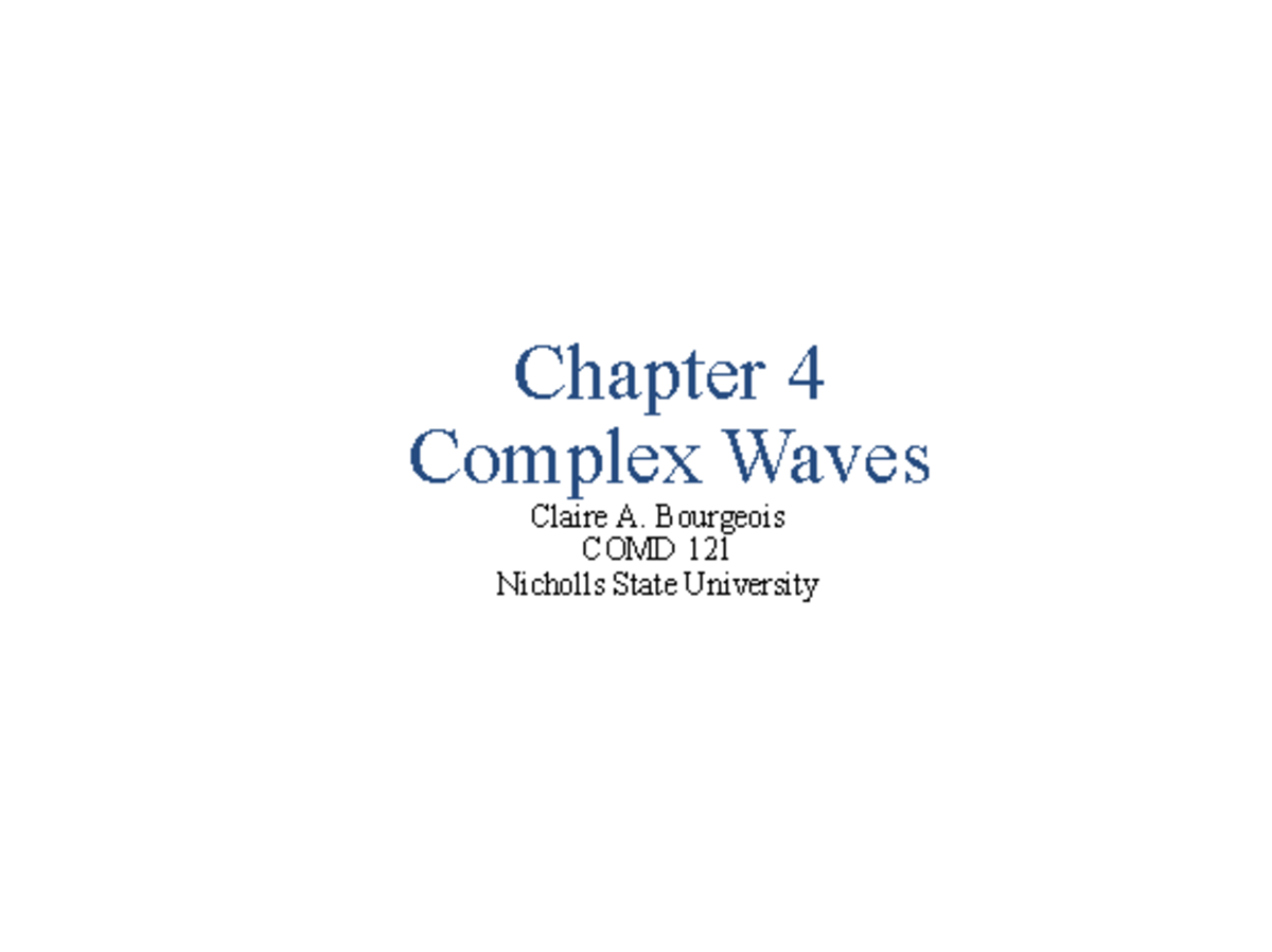 Ch 4 Complex Waves - Understanding Non-Sinusoidal Waveforms in COMD 121 ...
