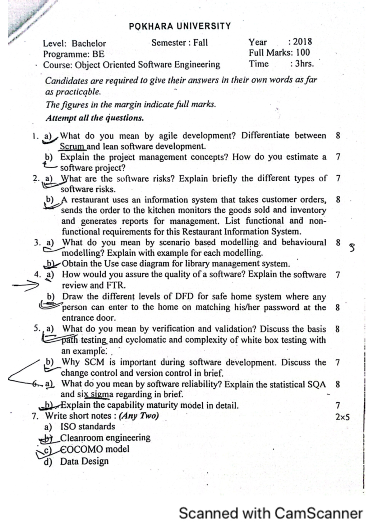 Object Oriented Software Engineering (OOSE) Exam Questions - Fall 2014 ...