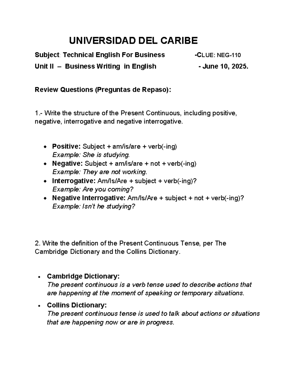 Repaso - UNIT II - Business Writing in English - Technical English for ...