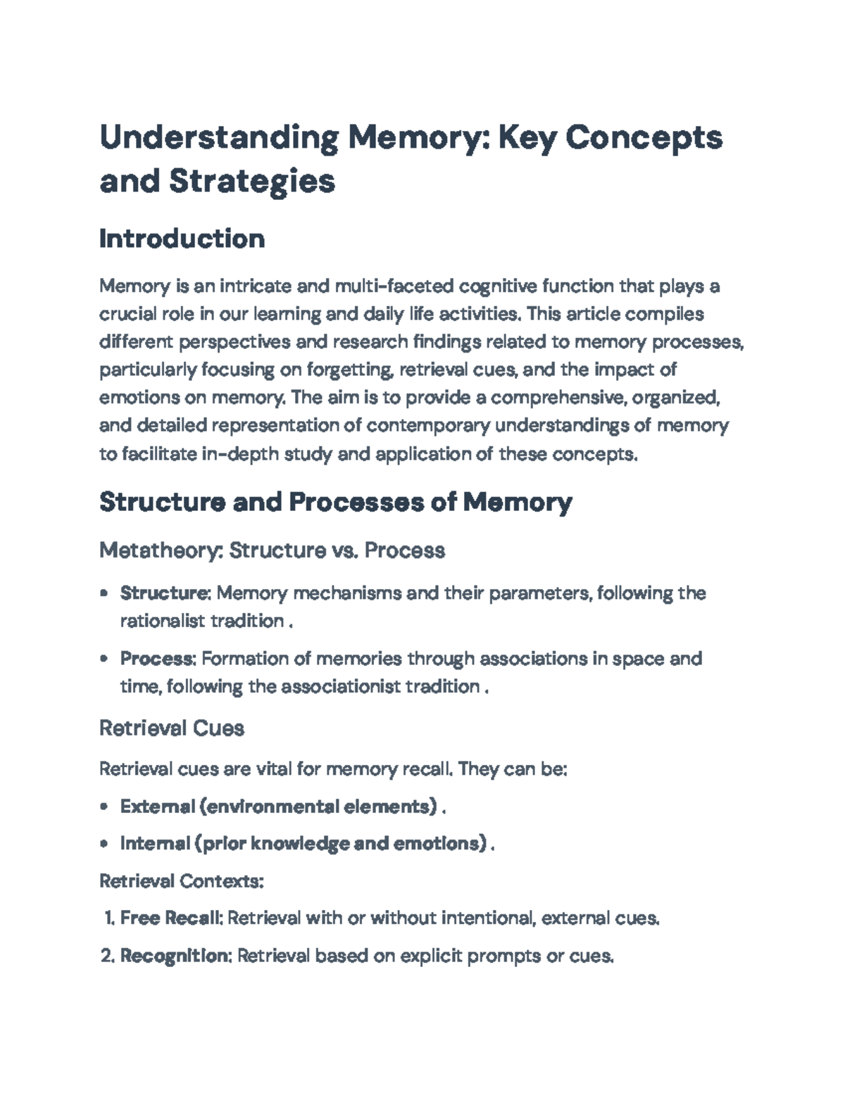 Understanding Memory Processes: Key Concepts and Study Techniques ...