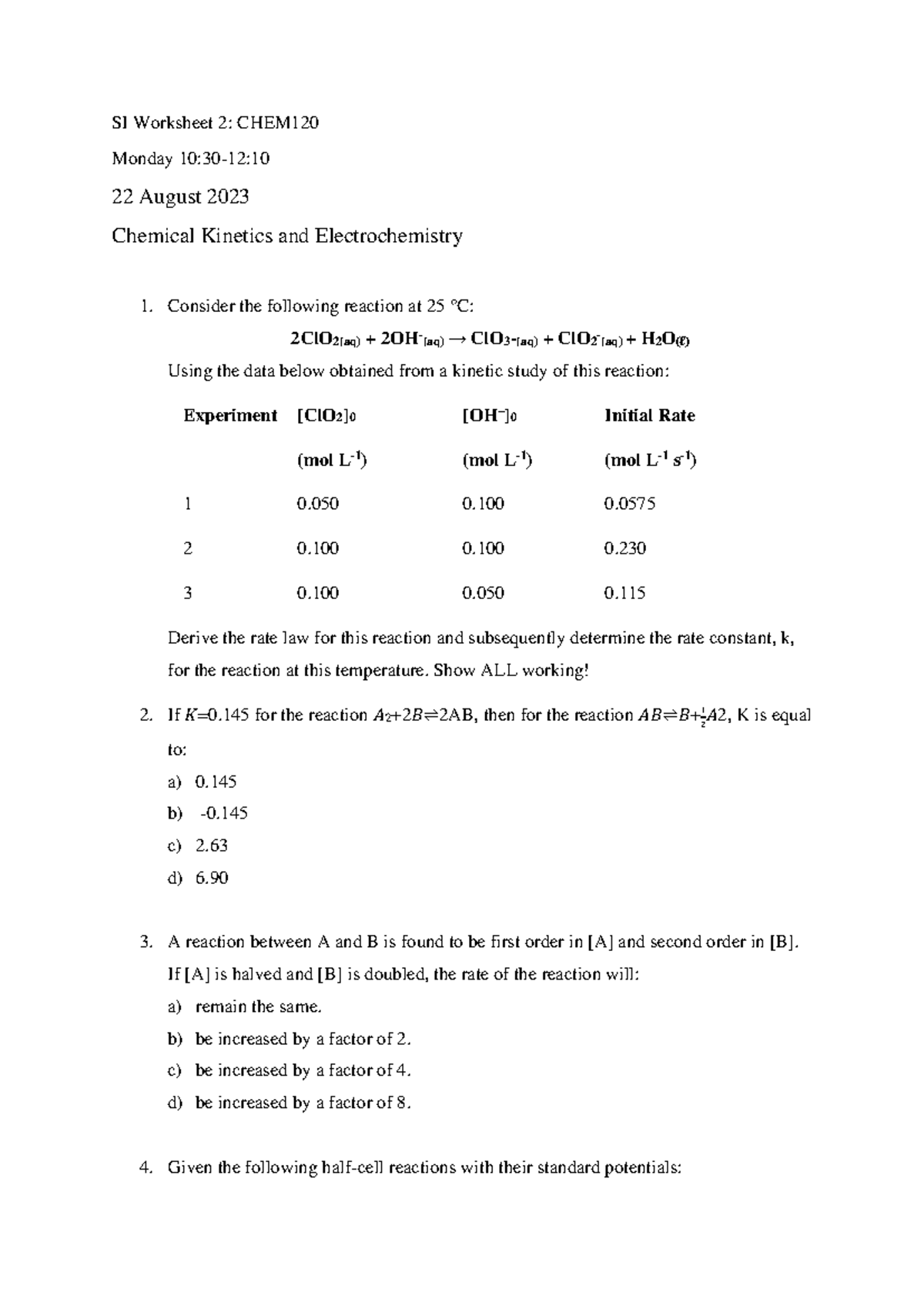 Mon. SI Session 2 Worksheet - SI Worksheet 2: CHEM Monday 10:30-12: 22 ...