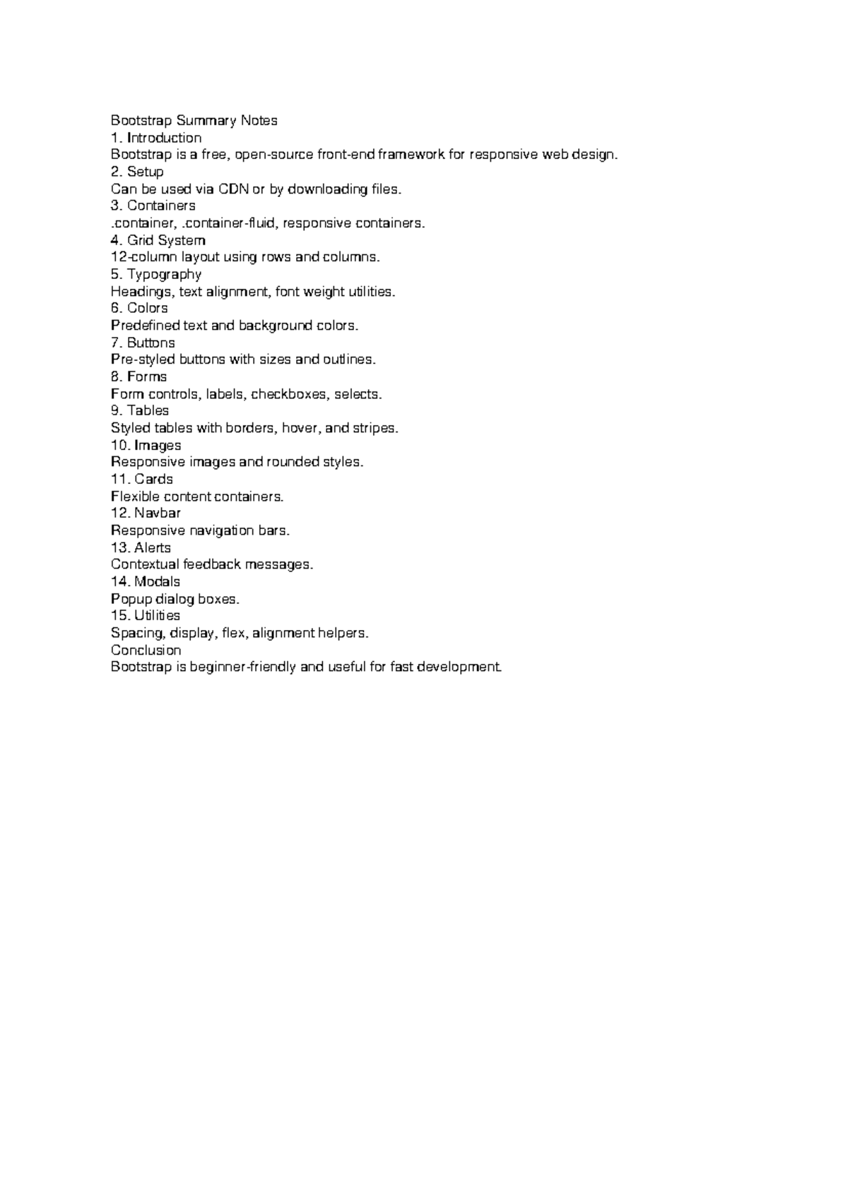 Bootstrap Summary Notes: Key Features and Utilities - Studocu