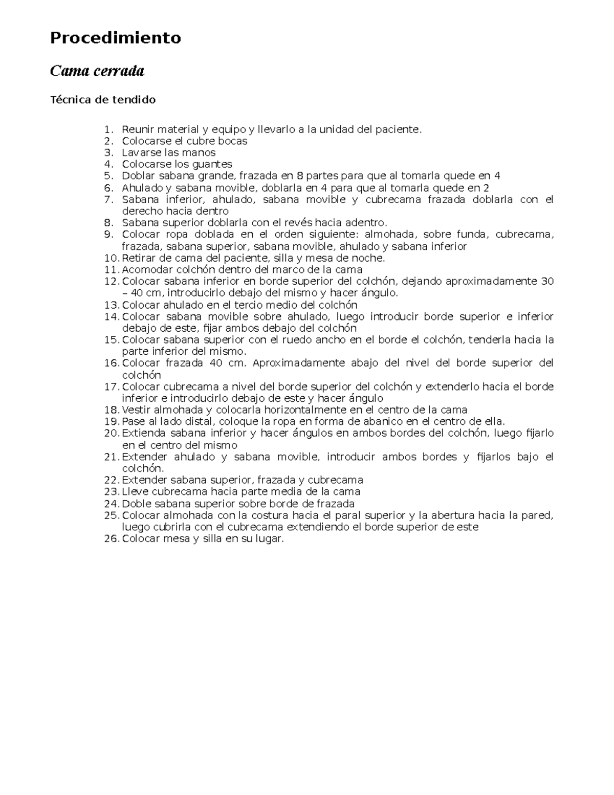 Técnicas de Tendido de Cama: Procedimientos para Cama Cerrada y Ocupada ...