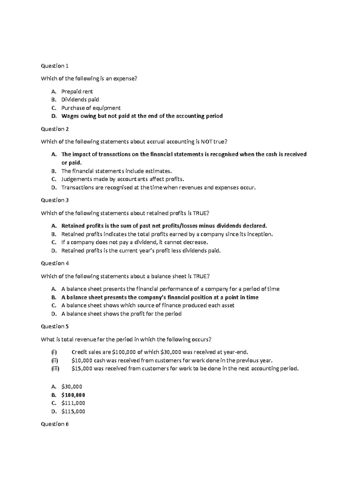 Week 3 quiz answers with questions acct1501 - Question 1 Which of the ...