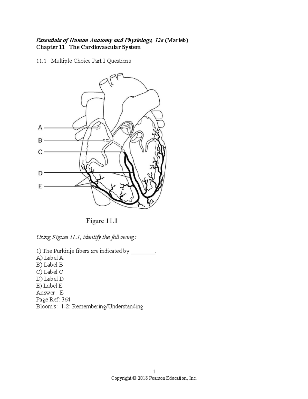 Ehap12e ch 11 test bank - Human Anatomy test bank. - Essentials of ...