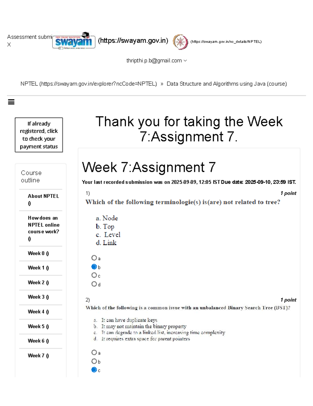 NPTEL Data Structures & Algorithms in Java - Week 7 Assignment - Studocu