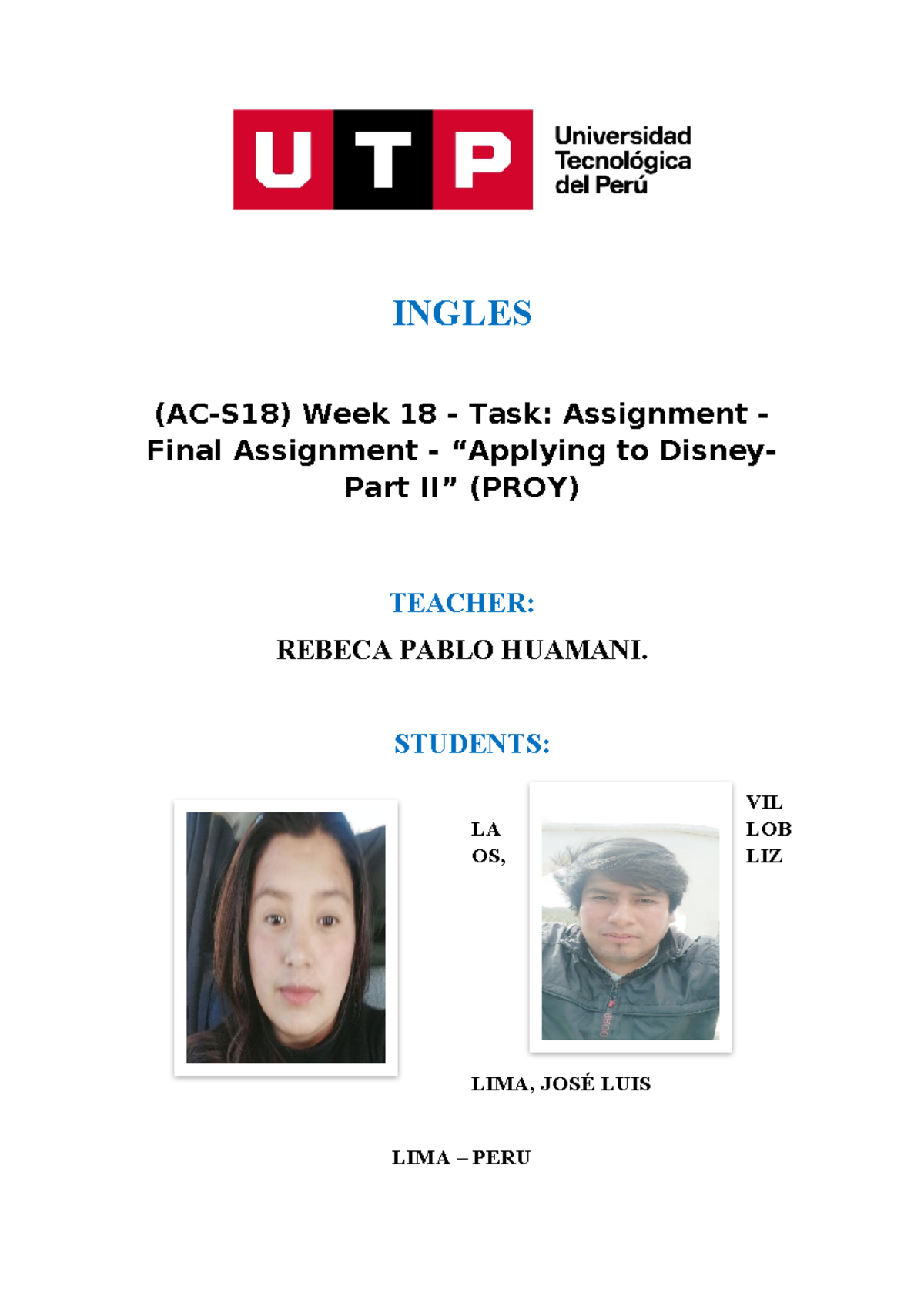 (AC-S18) Week 18 - Final Assignment - “Applying to Disney - Part II” - Studocu