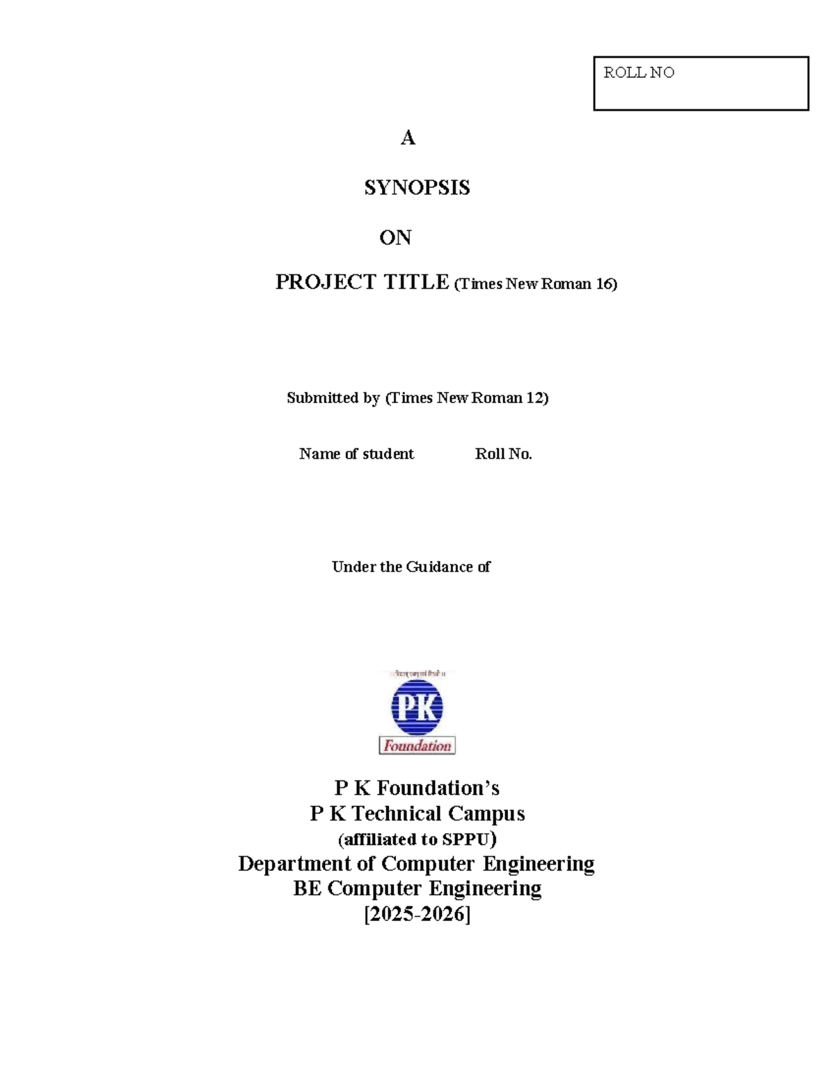BE Computer Engineering Project Synopsis Template - Studocu