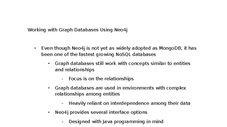 Graph Databases: Exploring Neo4j's Features and Commands - Studocu